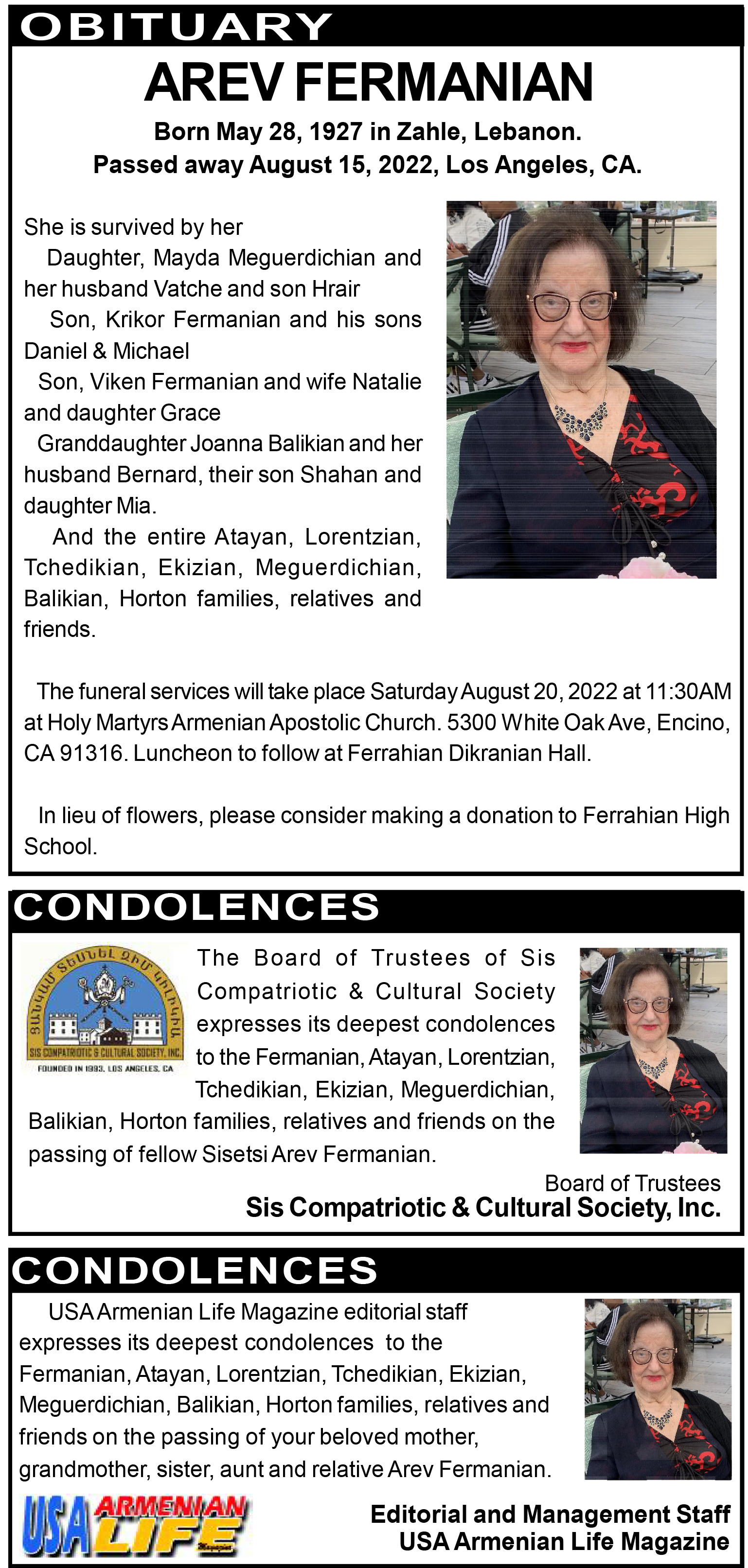 Arev Fermanian | Armenian Life